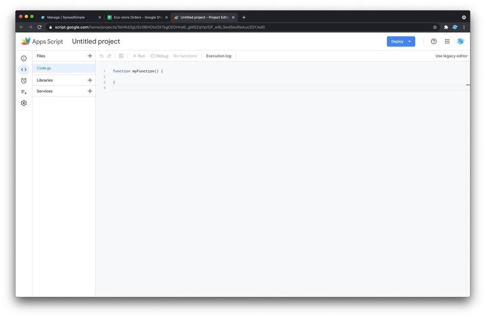 Adding SpreadSimple orders into a Google Sheet with Google Apps Script