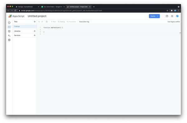 Adding SpreadSimple orders into a Google Sheet with Google Apps Script